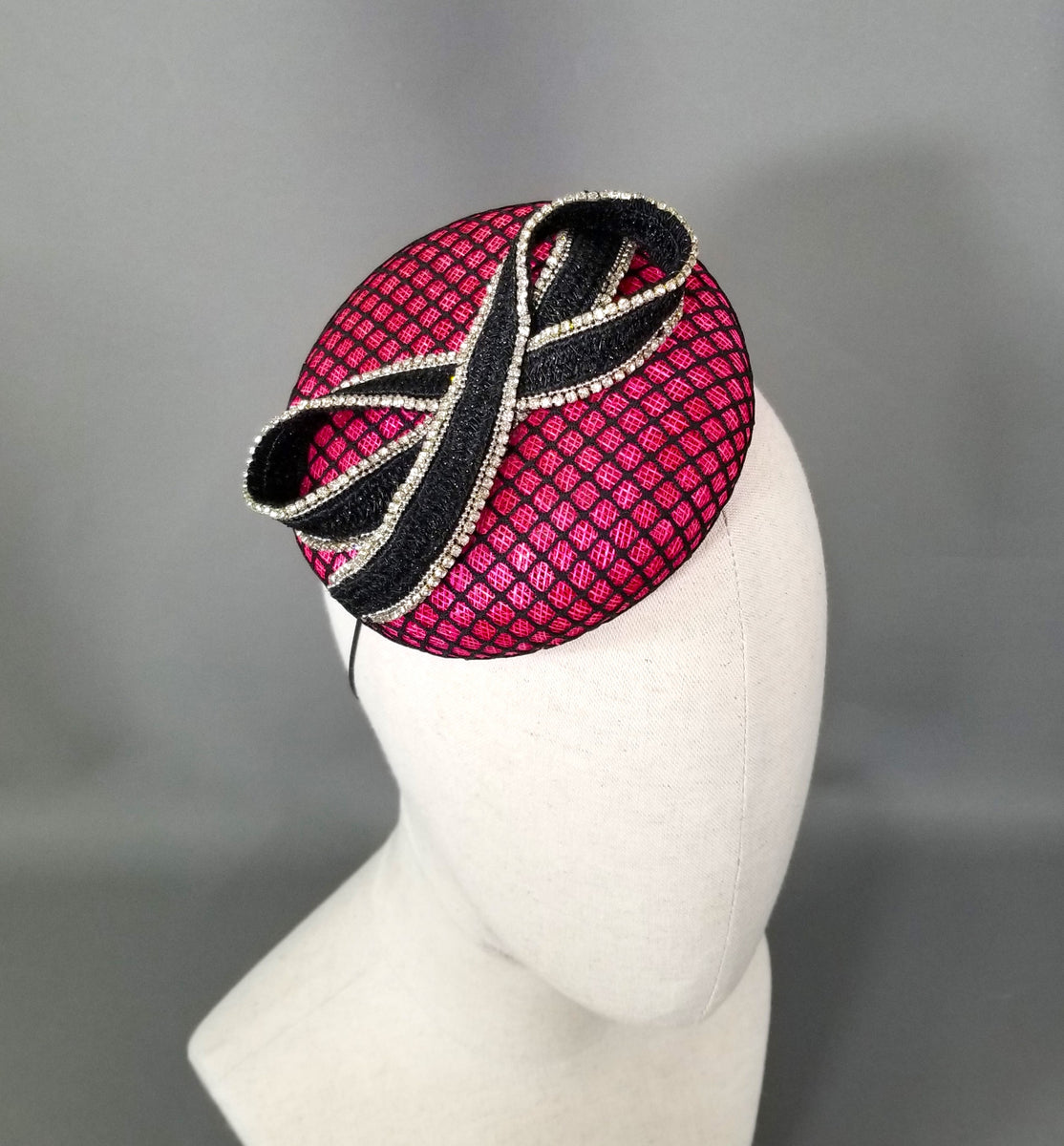 Raleigh | Millinery | Custom | Fascinator | Pink | Black | Straw | Bow ...