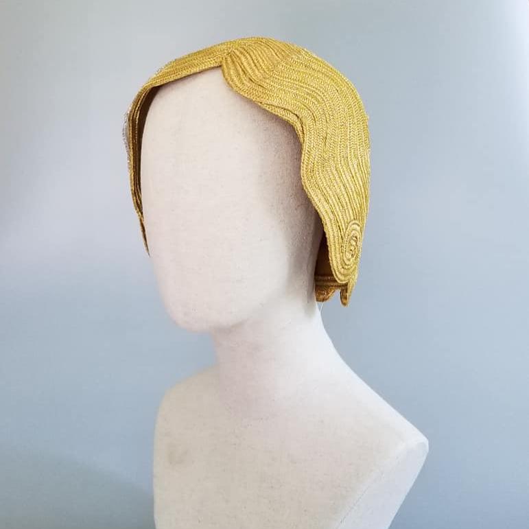 Raleigh | Custom | Millinery | Straw | Flapper | Headpiece | Gold ...
