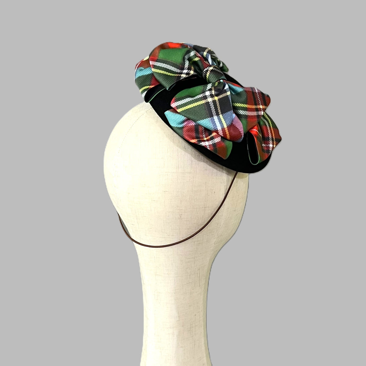 Millinery | Custom | Tartan | Plaid | Fascinator | Bow | Felt | Black ...