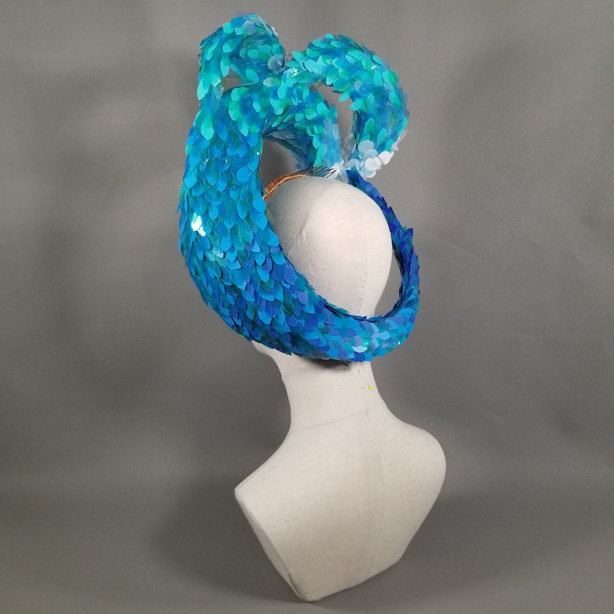 Raleigh | Custom | Millinery | Wave | Headpiece | Sequin | Recycled ...